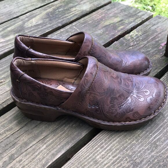 Born | Shoes | Boc Born Concept Peggy Tooled Leather Closed Back Clogs ...